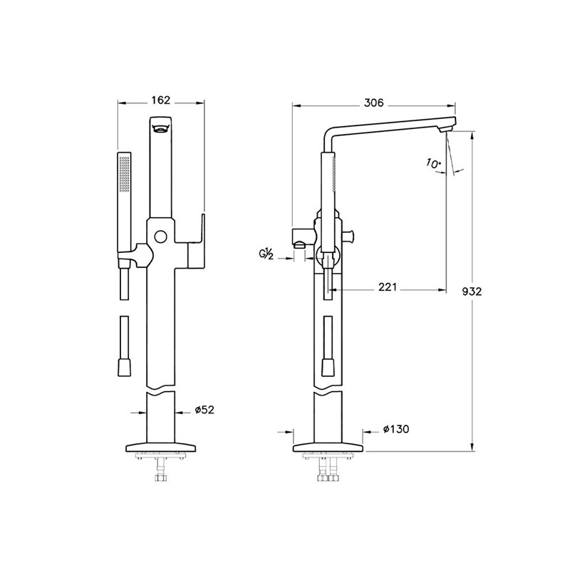 Euromart - Artema Suit L fürdőszobai padló csaptelep - réz #341262