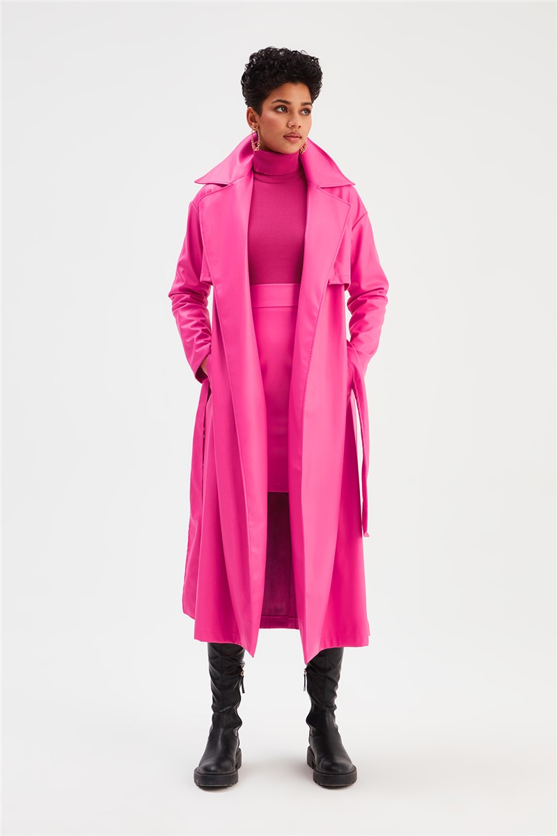 Euromart - Women's leather sandal with belt - Bright pink #364454