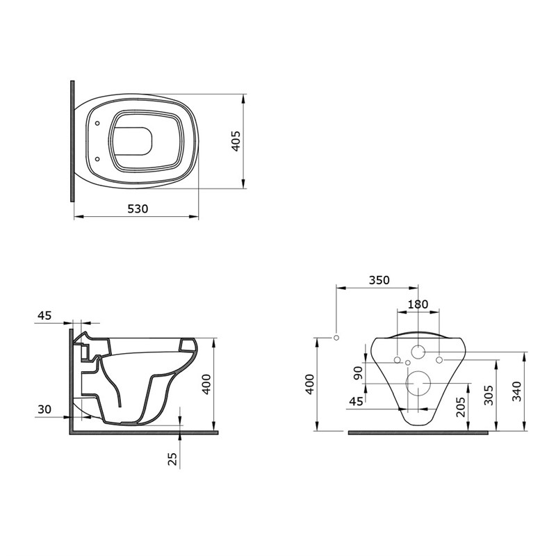 Euromart - Bocchi Fenice Wall Hung Toilet - Bright White - #335086