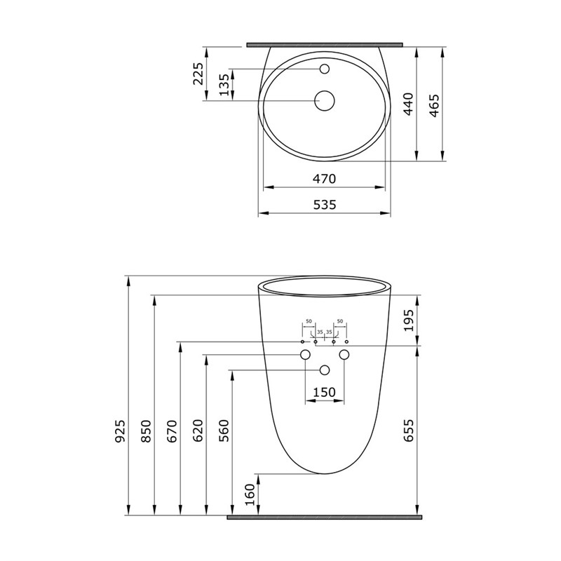 Euromart - Bocchi Venezia Parlak Beyaz Asma Monoblok Lavabo
