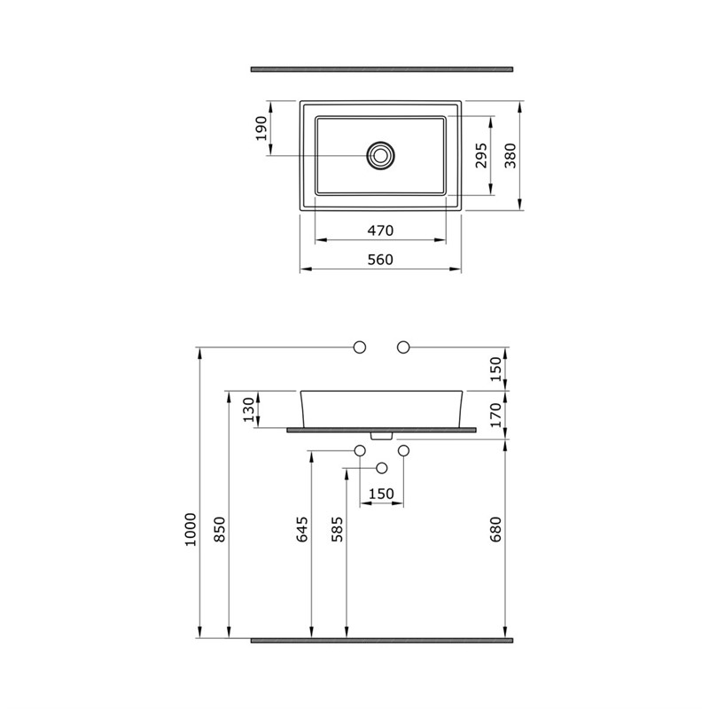 Euromart - Bocchi Vessel 56 cm Parlak Siyah Çanak Lavabo