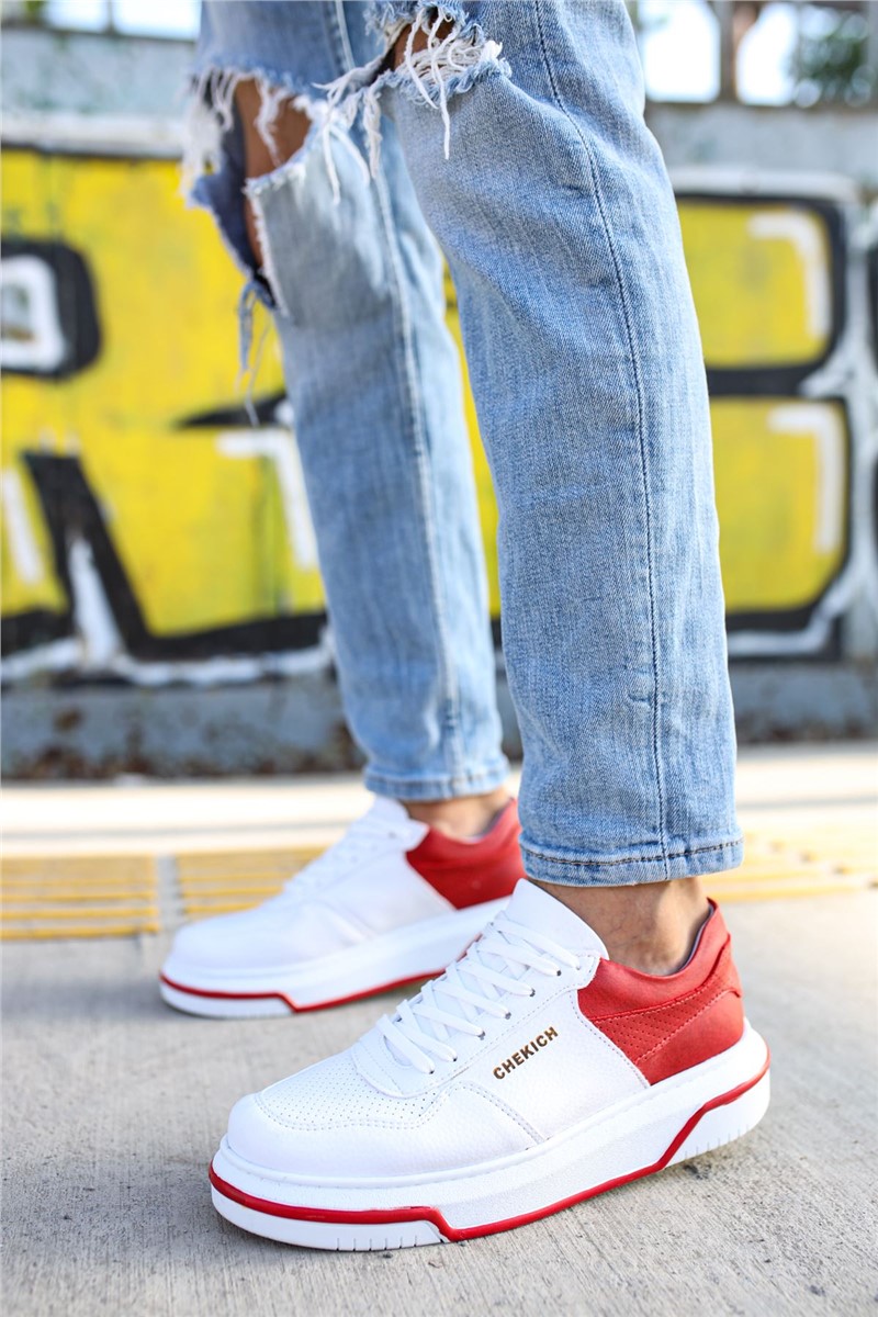 Euromart - Chekich Men's Shoes CH075 - White with Red #359586