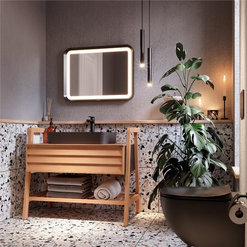 Euromart - Creavit Truva Bathroom Cabinet with Sink 100cm - Black #344671