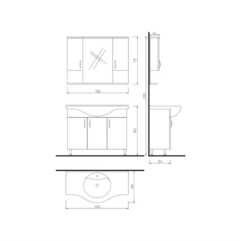 Euromart - Denko Trend 100 cm Banyo Dolabı