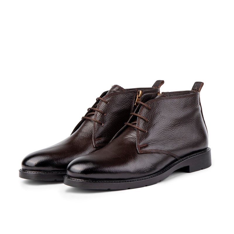 Euromart - Ducavelli Men's Genuine Leather Casual Boots - Dark Brown ...