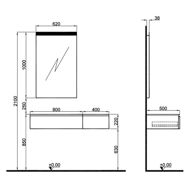 Euromart - Kale Beyaz Saray 120 cm Banyo Dolabı
