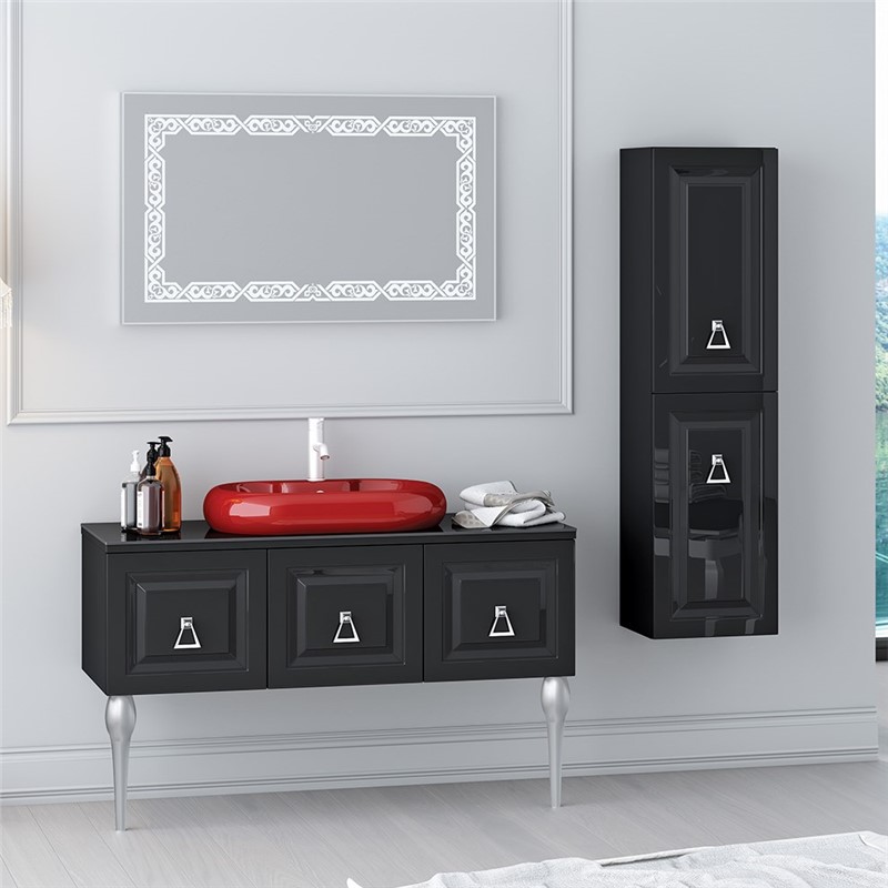 Euromart - Nplus Century Silver 120 cm Banyo Dolabı