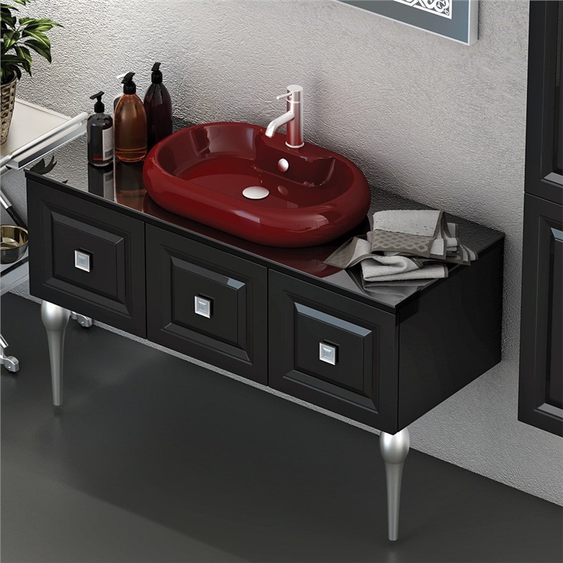 Euromart - Nplus Century Silver Bathroom Base Cabinet 120cm - Black #338703