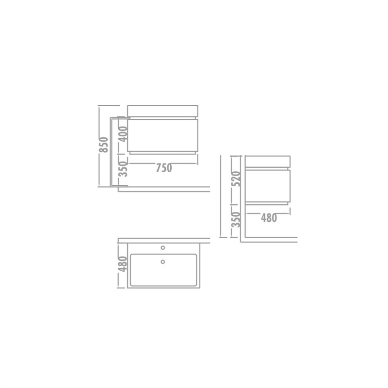 Euromart - Nplus Omega Base Bathroom Cabinet 75cm - White #338629