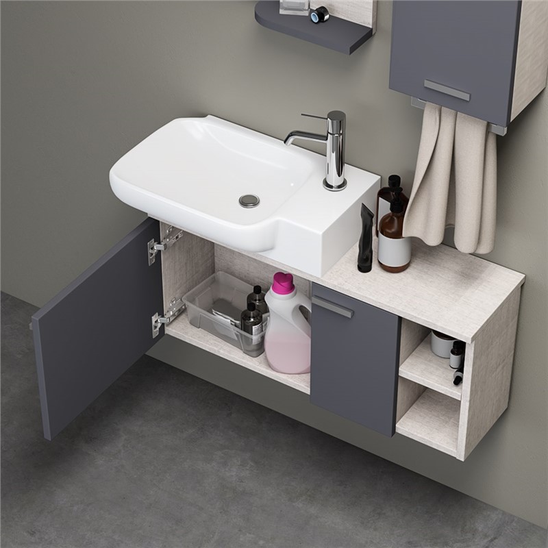 Euromart - Nplus Polo Base cabinet with sink 96 cm - Anthracite #342443