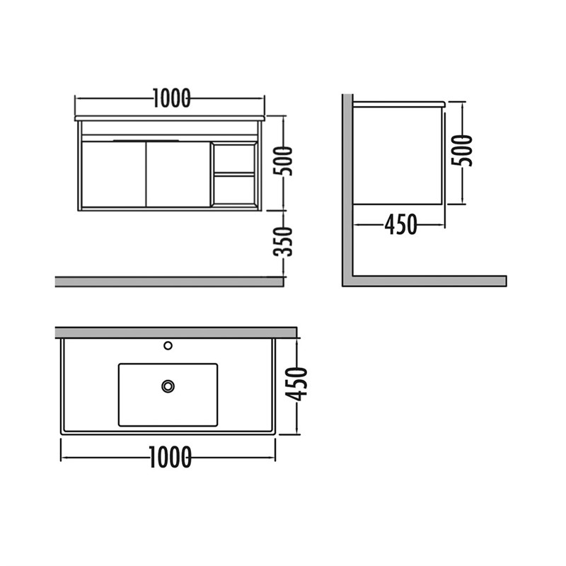 Euromart - Nplus Pulsar Bathroom Base Cabinet 100cm - Gray #338684