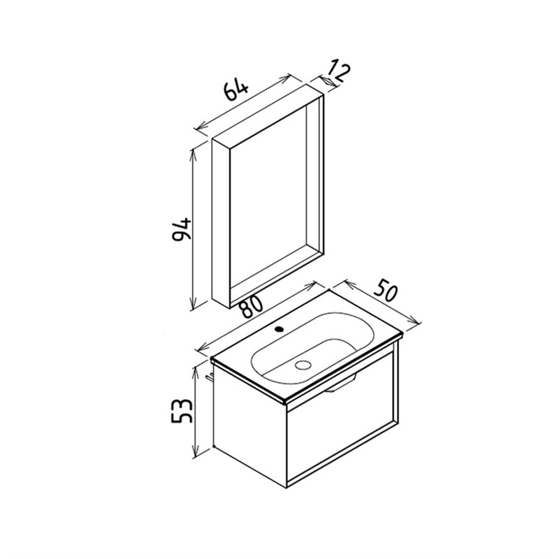 Euromart - Orka Clay 80 cm Banyo Dolabı