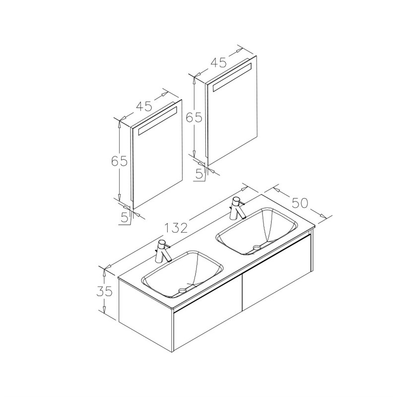 Euromart - Orka Lisbon 132 cm Banyo Dolabı