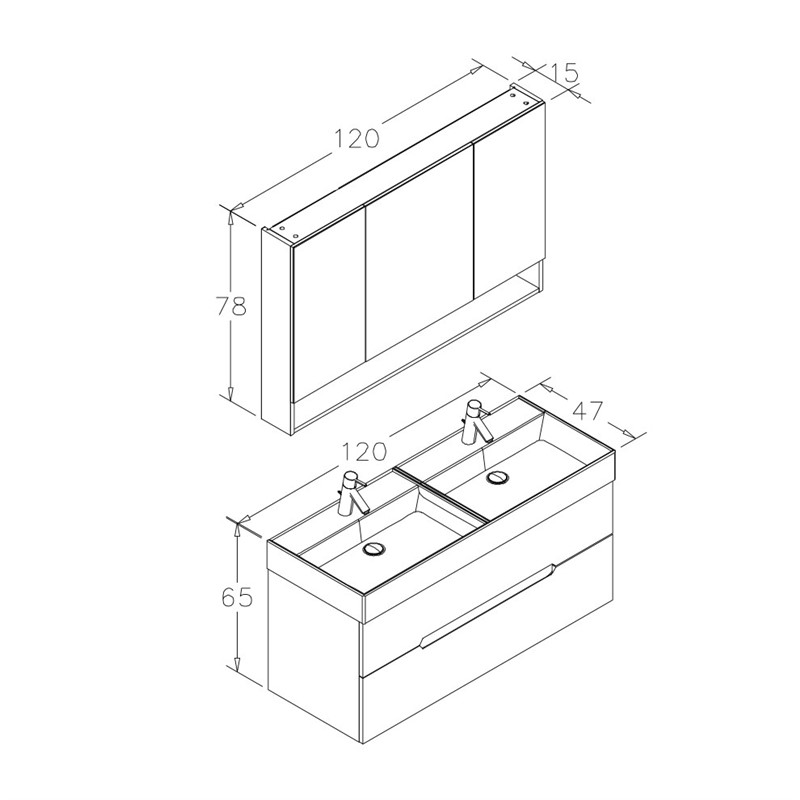 Euromart - Orka Malta 120 cm Banyo Dolabı