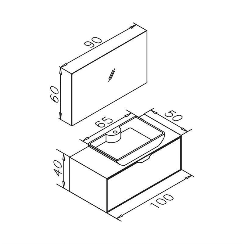 Euromart - Orka Mono Bathroom set 100 cm - #341684
