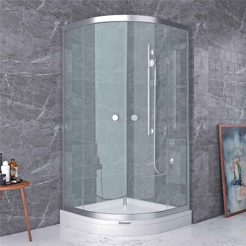 Euromart - Shower Neptün Double Door Oval Shower Cabin 75x75 cm-#348575