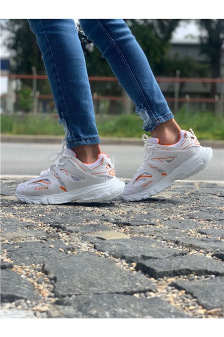 Euromart - Chekich Men's CH301 BT Lace Up Shoes - White with Red #370954