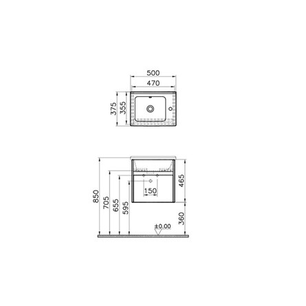 Euromart - VitrA S50+ 50 cm Parlak Beyaz Lavabo Alt Dolabı