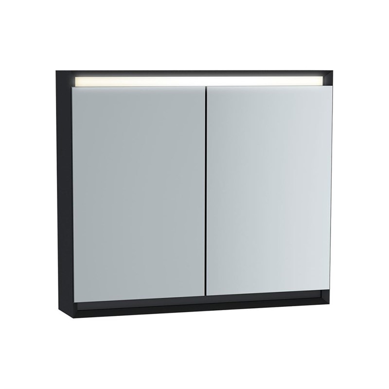 Euromart - VitrA Frame 80 cm Mat Soft Siyah Ledli Dolaplı Ayna