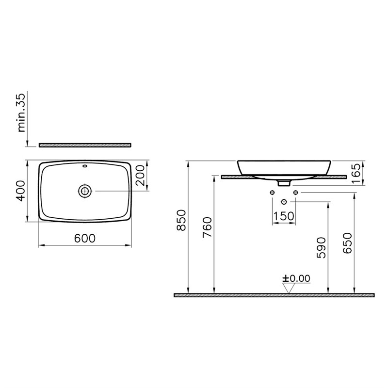 Euromart - VitrA Metropole kupaonski umivaonik 60cm - #345122