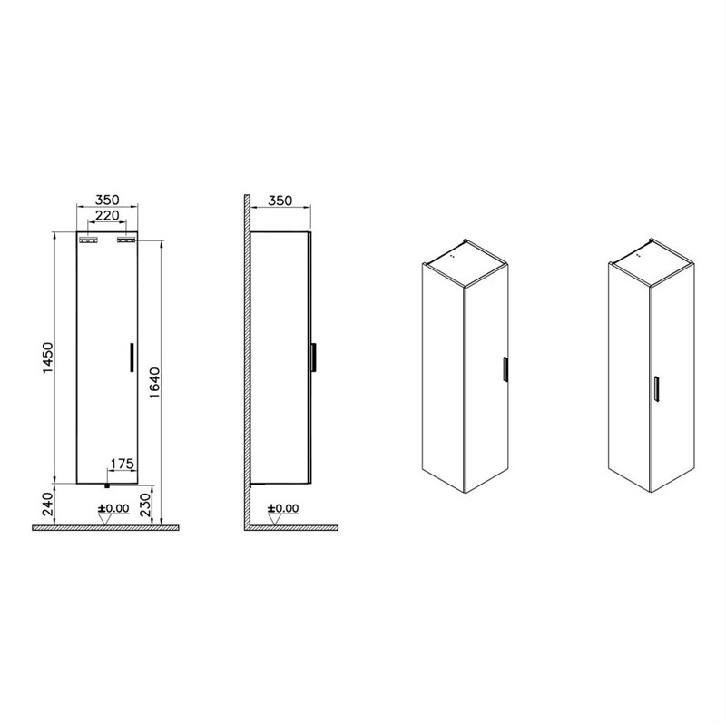 Euromart - VitrA Mia 35 cm Parlak Beyaz Boy Dolabı