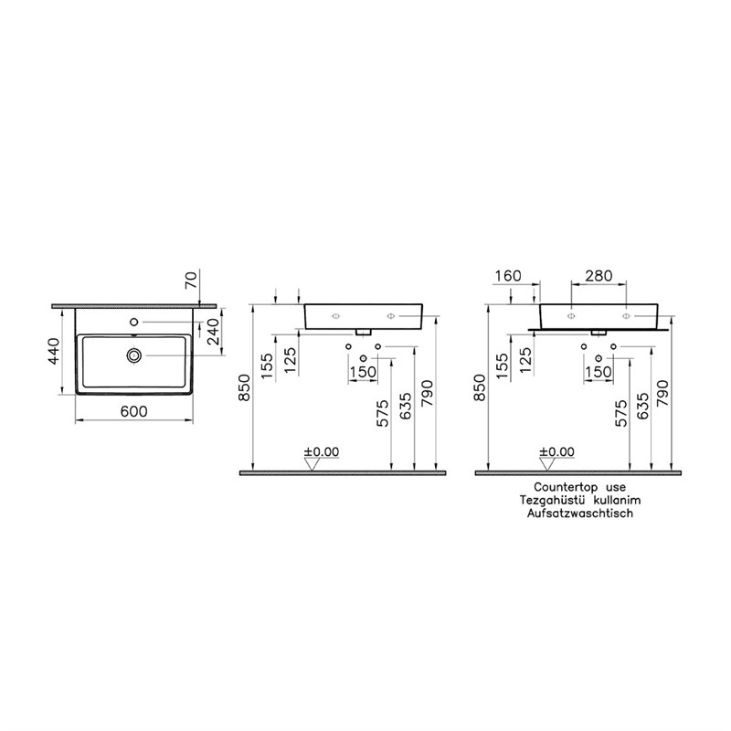 Euromart - VitrA Nuo Square Washbasin 60cm - White #340569