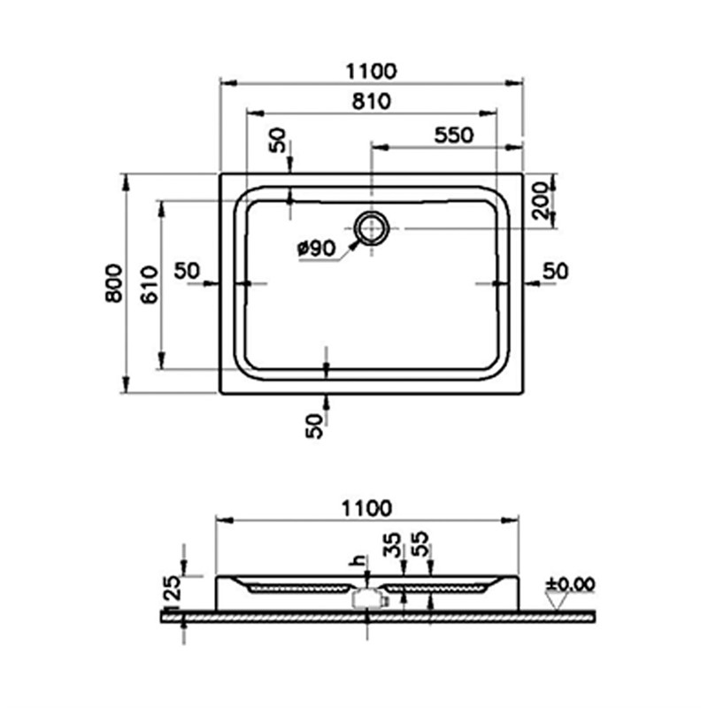Euromart - VitrA Optimum Neo 110x80 cm Beyaz Dikdörtgen Monoblok Duş ...