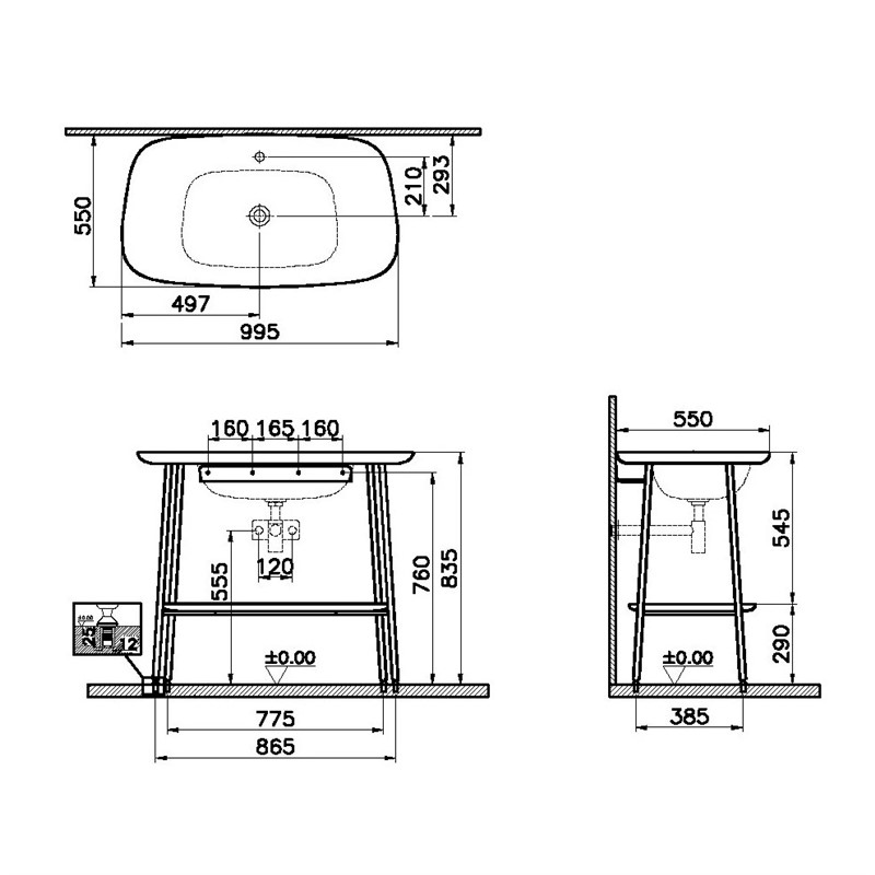 Euromart - VitrA Plural Console for sink with shelf 100 cm - Color ...