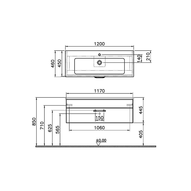 Euromart - VitrA S50 Bathroom Cabinet 120 cm - Golden Cherry #339166
