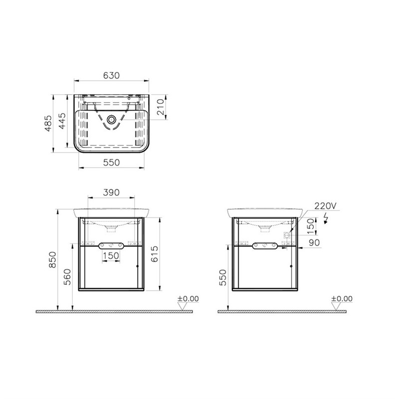 Euromart - VitrA Sento Base bathroom cabinet 65 cm - Anthracite #339064