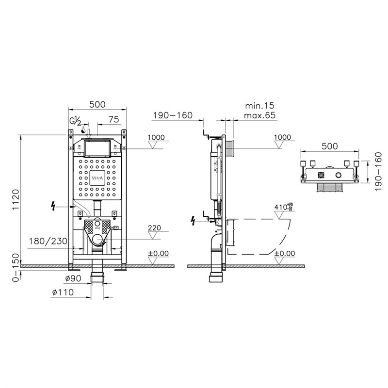 Euromart - VitrA V12 Built-in cistern for wall hung toilets 12cm 2.5-4l ...